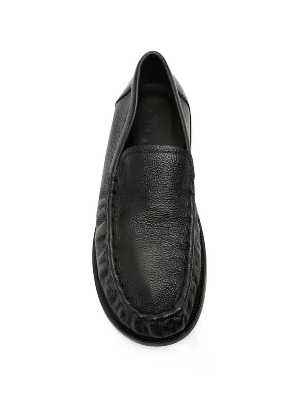 PAURA Grained Leather Gathered Loafers