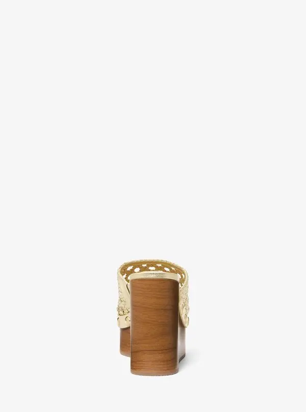 Michael Kors Mayes Woven Wedge Sandal - Gold