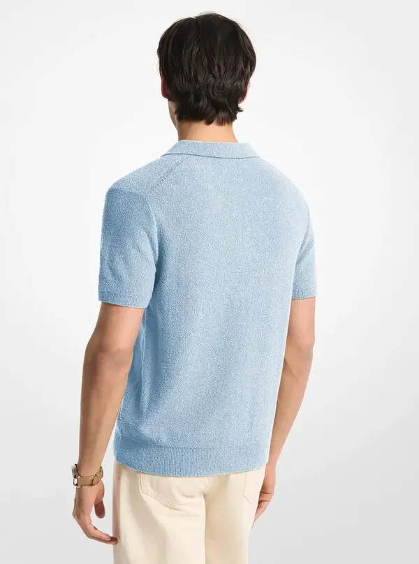 Michael Kors Boucle Cotton Blend Short-sleeve Polo Sweater In Size By
