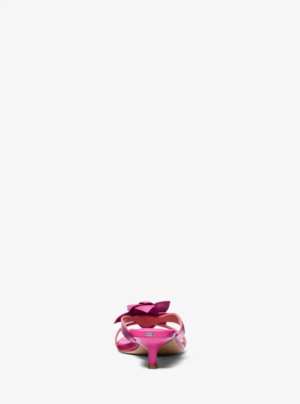 Michael Kors Jacie Floral Embellished Leather Kitten Heel Sandal - Pink
