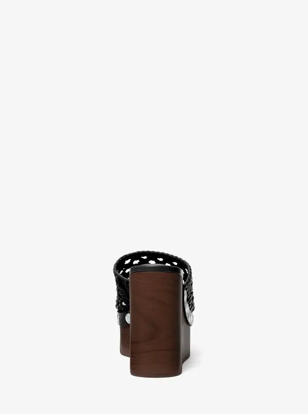 Michael Kors Mayes Woven Wedge Sandal With Metallic Studs - Black