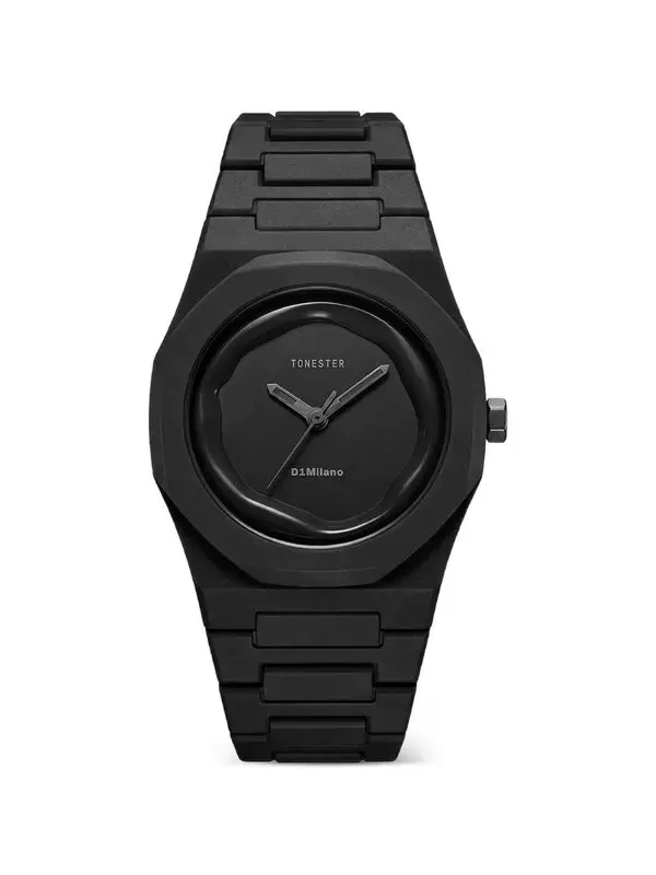 D1 MILANO Tonestar 40.5mm Watch With Enamel Bezel - Black