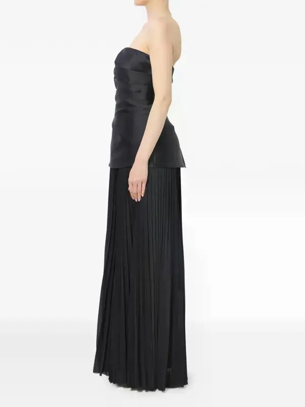 Solace London Claudette Strapless Pleated Maxi Dress - Black