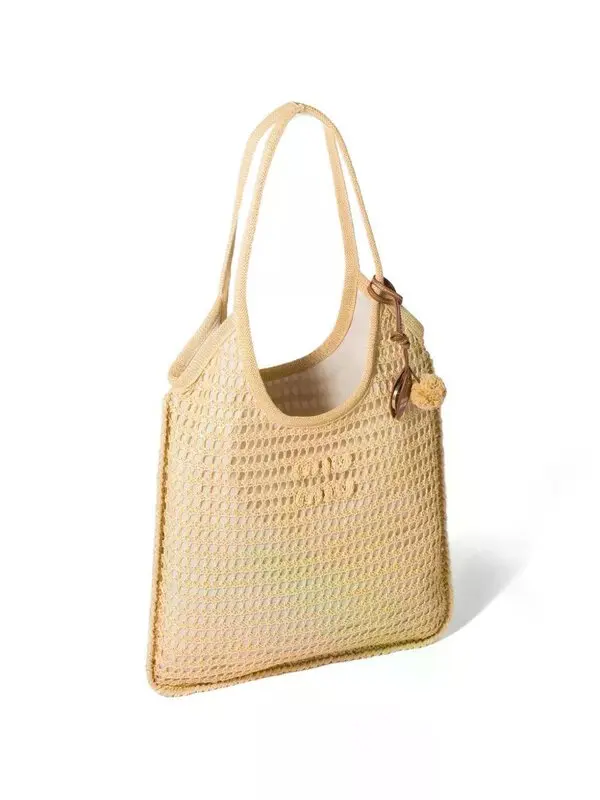 Miu Miu Ivy Raffia Crochet Bag - Neutrals