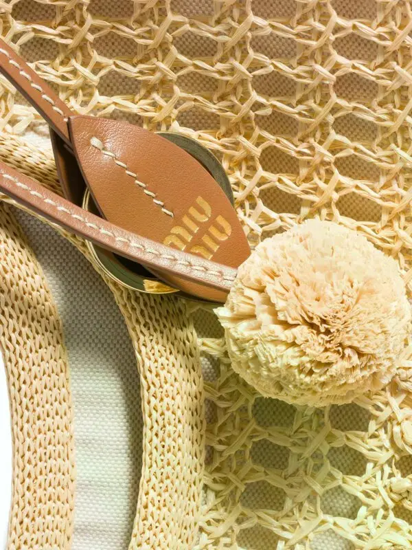 Miu Miu Ivy Raffia Crochet Bag - Neutrals