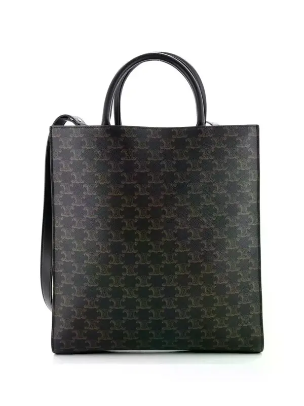 Celine Vertical Cabas Triomphe Coated Canvas Medium Tote Bag - Black