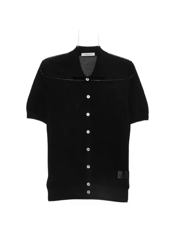 FILERIA Perforated-knit Short-sleeve Shirt - Black