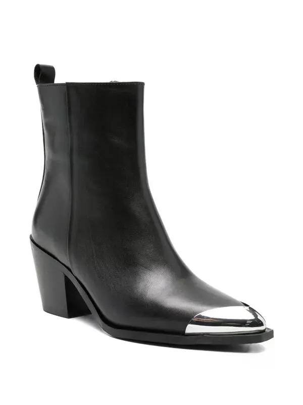 ADRIANNA FERETTI Metal-toe Block Heel Ankle Boots