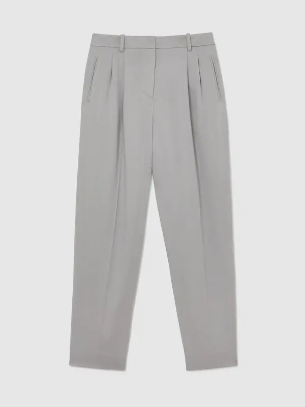 REISS Petite Tapered Trousers - Grey