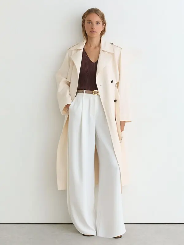 REISS Charli Double-breasted Trench Coat With Linen