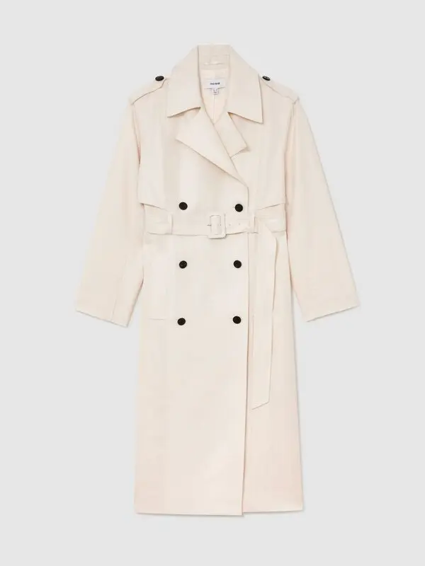 REISS Charli Double-breasted Trench Coat With Linen