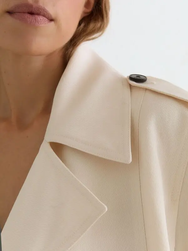 REISS Charli Double-breasted Trench Coat With Linen