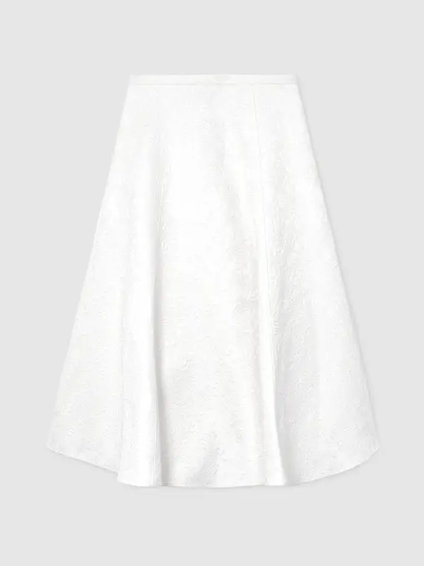 REISS Tara Cotton-blend Jacquard Midi Skirt