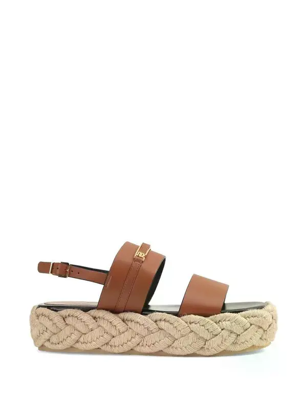 SERGIO ROSSI Platform Slingback Sandals With Gold-tone Hardware - Brown