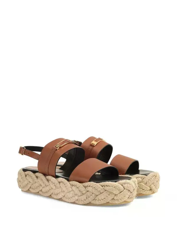SERGIO ROSSI Platform Slingback Sandals With Gold-tone Hardware - Brown