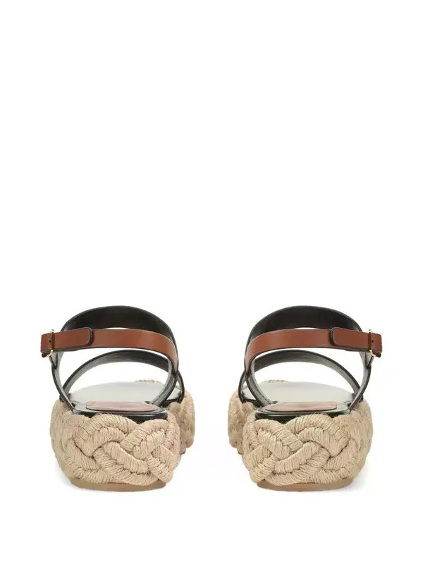 SERGIO ROSSI Platform Slingback Sandals With Gold-tone Hardware - Brown