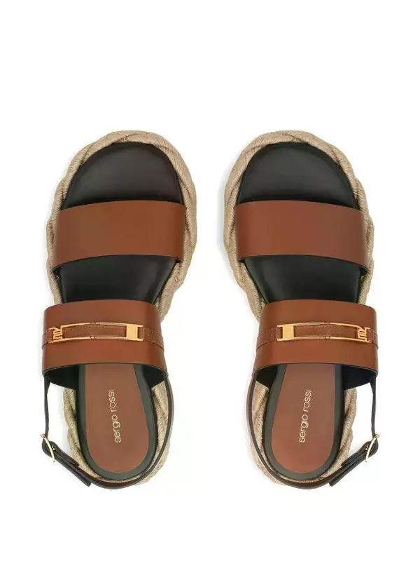 SERGIO ROSSI Platform Slingback Sandals With Gold-tone Hardware - Brown