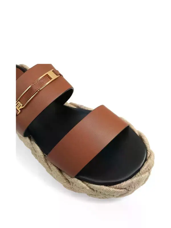 SERGIO ROSSI Platform Slingback Sandals With Gold-tone Hardware - Brown