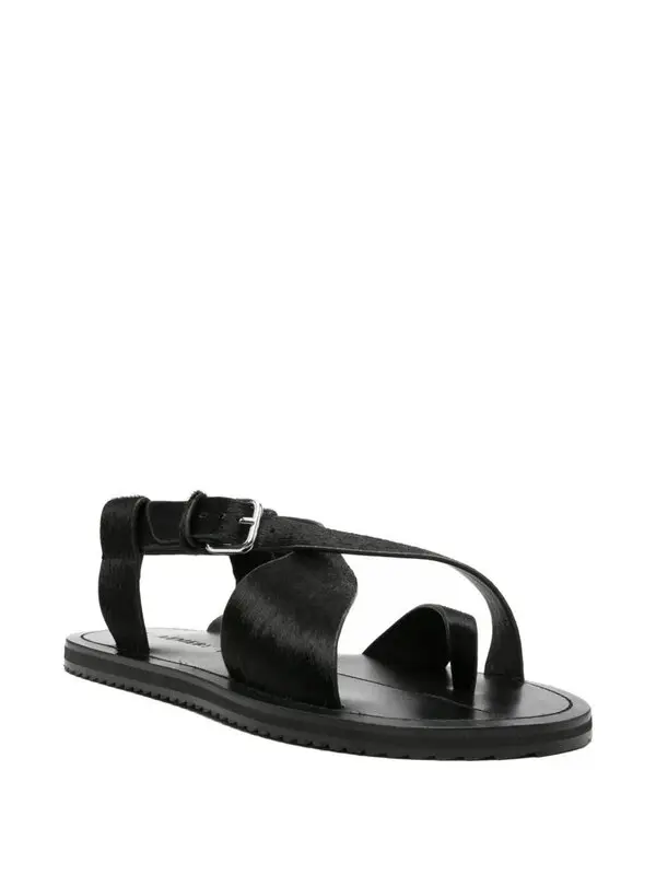 A.emery Ora Flat Sandals With Crossover Straps - Black