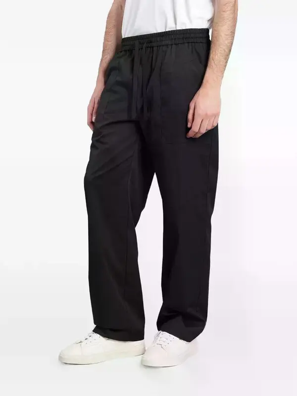 Alpha Studio Straight Leg Drawstring Waist Trousers