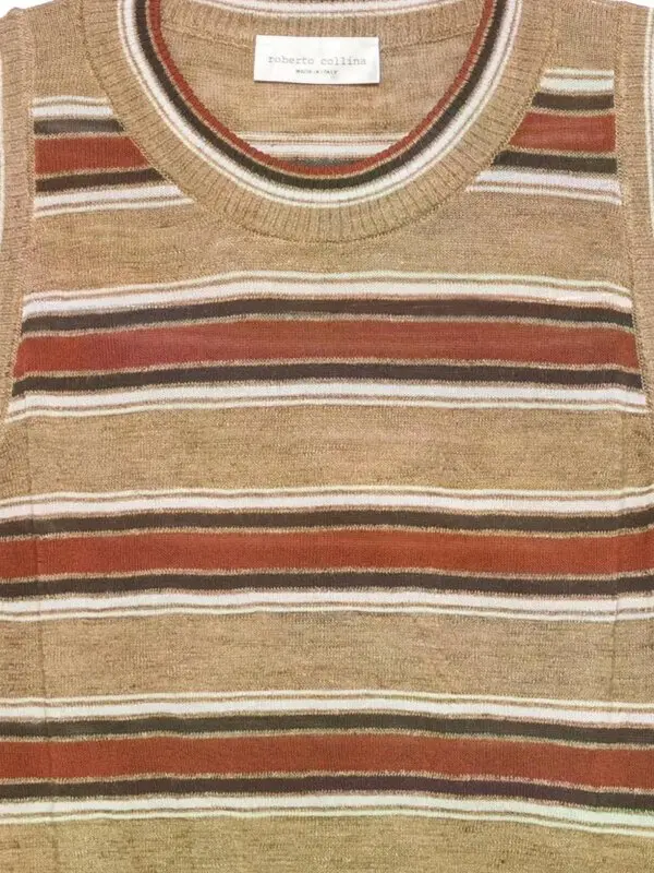 ROBERTO COLLINA Striped Knitted Tank Top - Brown