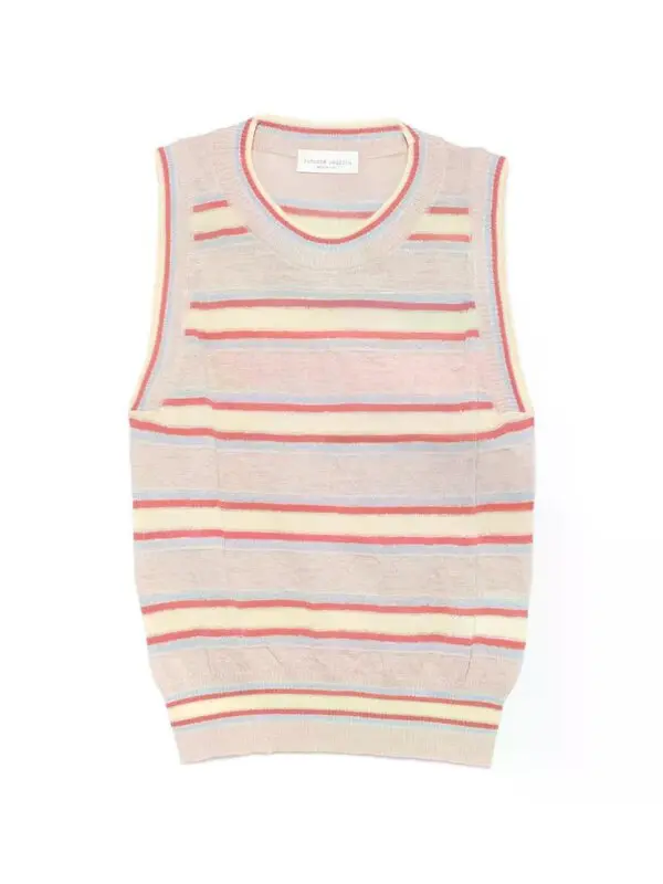 ROBERTO COLLINA Striped Knit Tank Top - Neutrals