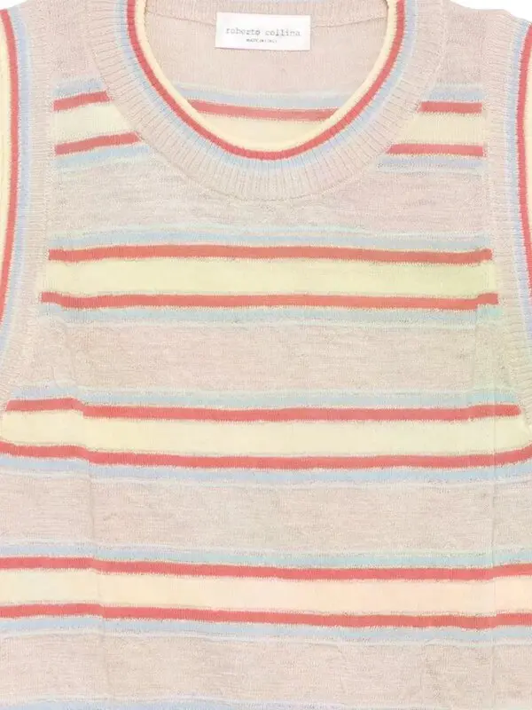 ROBERTO COLLINA Striped Knit Tank Top - Neutrals