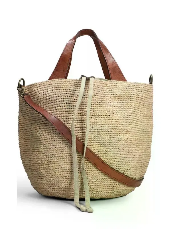 IBELIV Mirozy Woven Raffia Drawstring Basket Bag