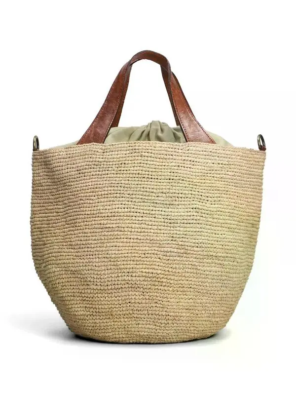 IBELIV Mirozy Woven Raffia Drawstring Basket Bag