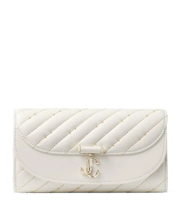 JIMMY CHOO Curve Lambskin Quilted Chain Wallet - White