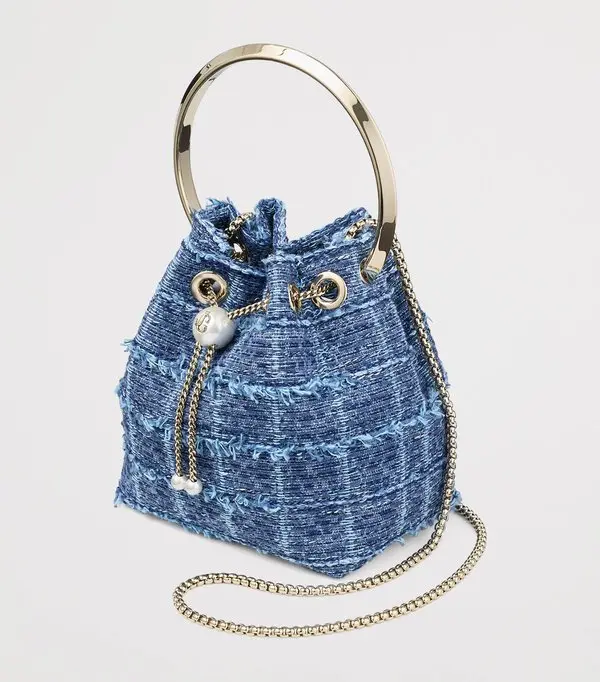 JIMMY CHOO Bon Bon Denim Top Handle Bag - Navy