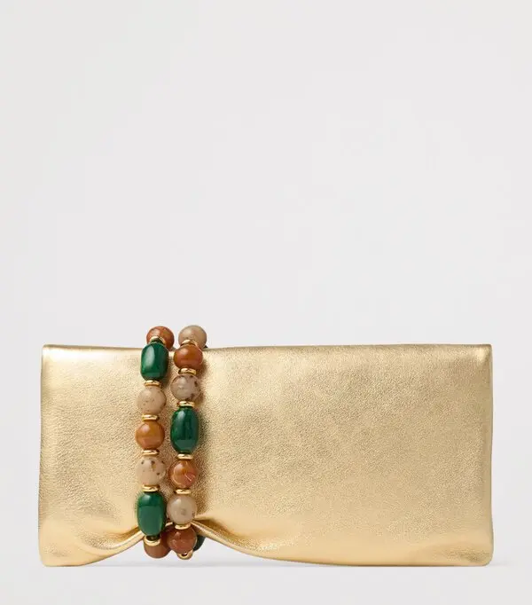 JIMMY CHOO Zandra Lambskin Clutch Bag - Gold