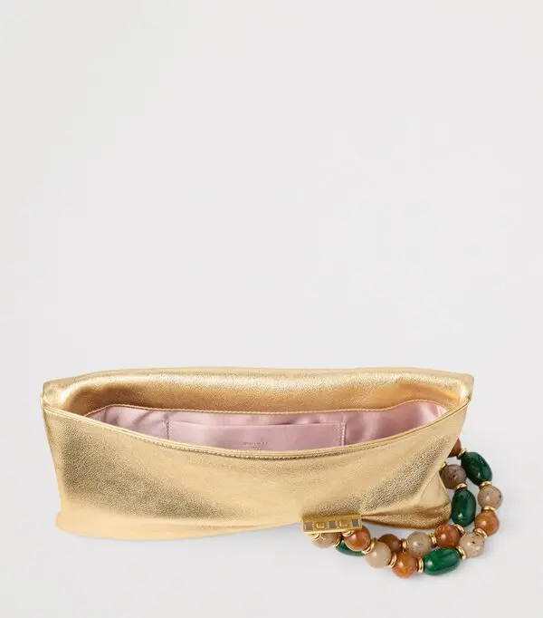 JIMMY CHOO Zandra Lambskin Clutch Bag - Gold