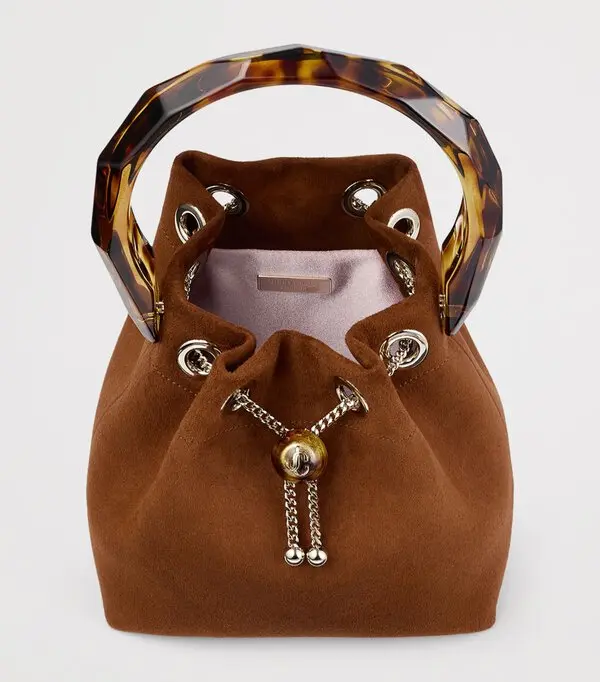 JIMMY CHOO Bon Bon Suede Top Handle Bag - Brown