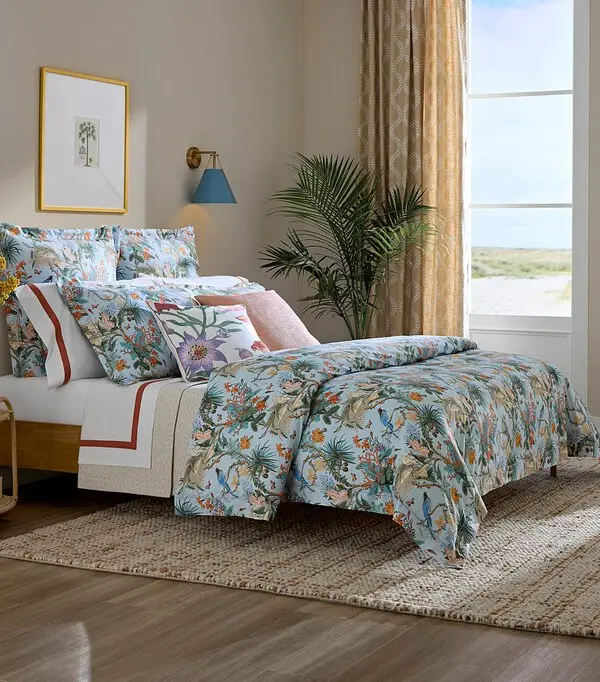 SFERRA X Scalamandré Cotton Cinque Terra King Duvet Cover - Blue