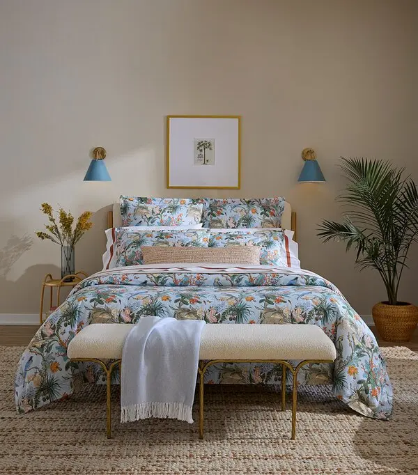 SFERRA X Scalamandré Cotton Cinque Terra Super-king Duvet Cover - Blue