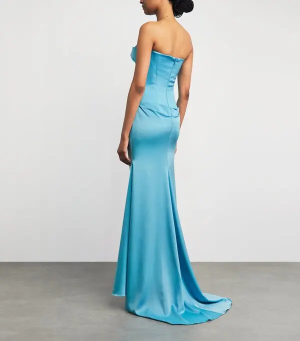 Alex Perry Strapless Satin Corset Gown - Blue