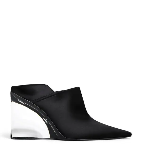 Alaïa Satin Invisible Wedge Mules 90 - Clear