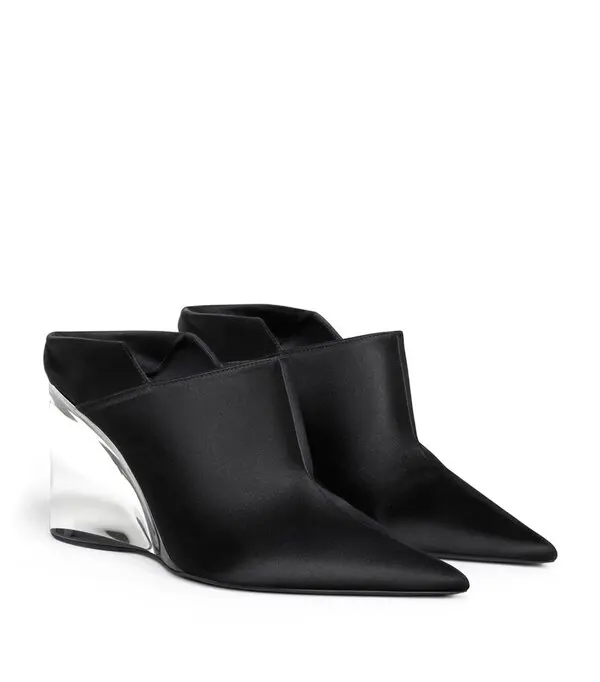 Alaïa Satin Invisible Wedge Mules 90 - Clear