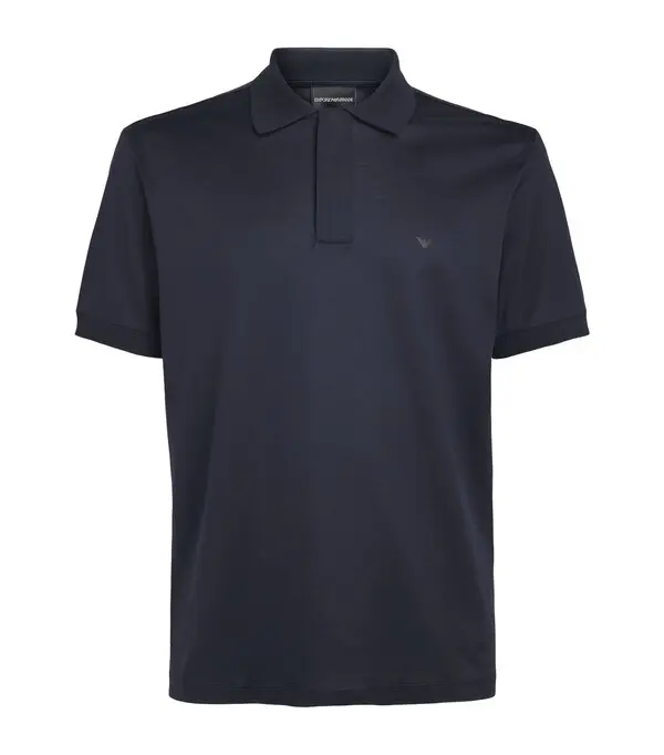 Emporio Armani Concealed-placket Logo Polo Shirt - Blue