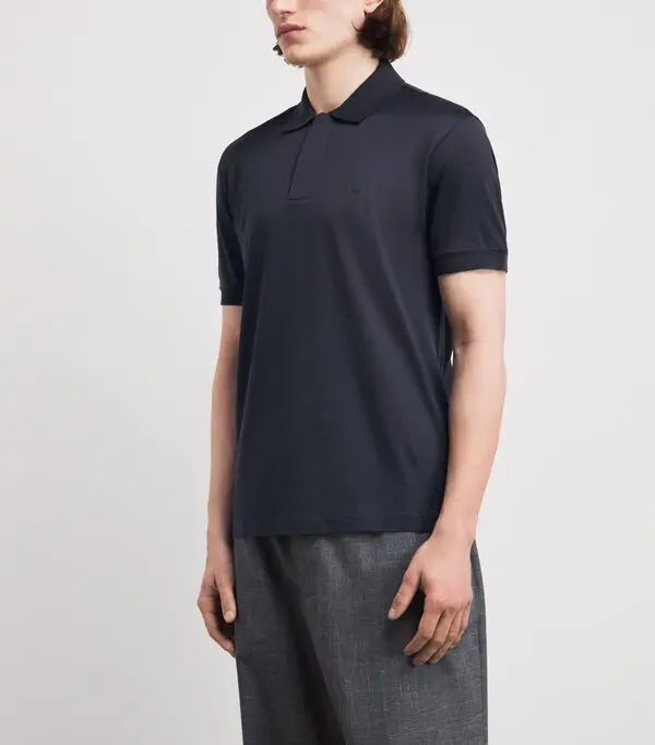 Emporio Armani Concealed-placket Logo Polo Shirt - Blue