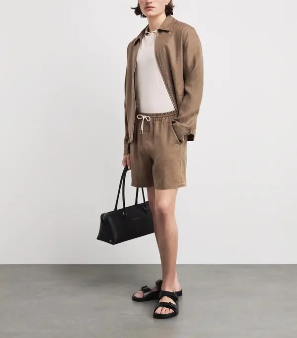 NN.07 Linen Drawstring Gregor Shorts - Brown