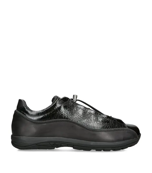 Diemme Crackled Leather Licata Sneakers - Black