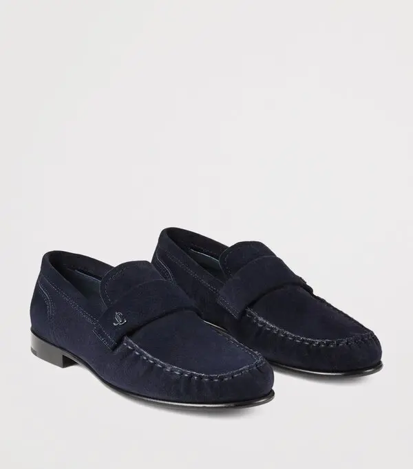 JIMMY CHOO Ellis Suede Loafers - Blue