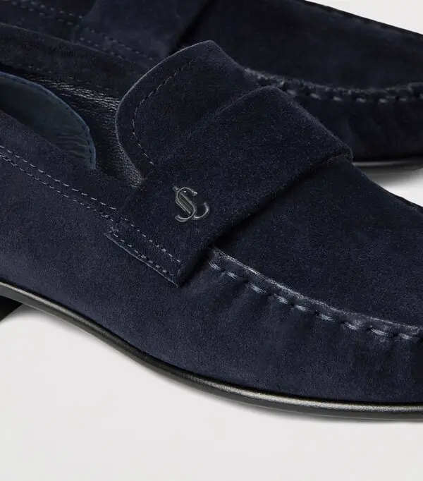 JIMMY CHOO Ellis Suede Loafers - Blue