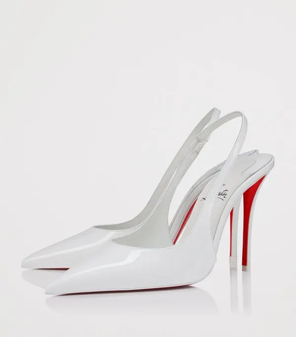CHRISTIAN LOUBOUTIN Miss Z Sling Patent Leather Pumps - White