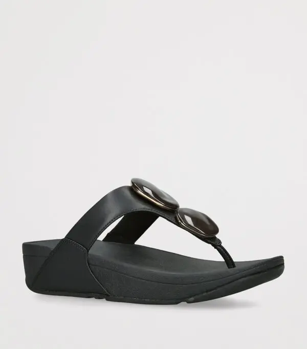Fitflop Lulu Toe-post Sandals With Marble Stone Embellishments - Black
