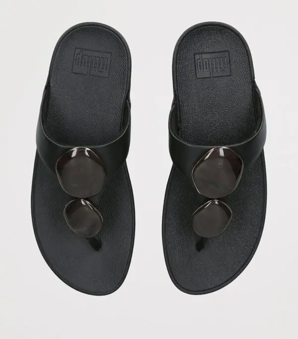 Fitflop Lulu Toe-post Sandals With Marble Stone Embellishments - Black