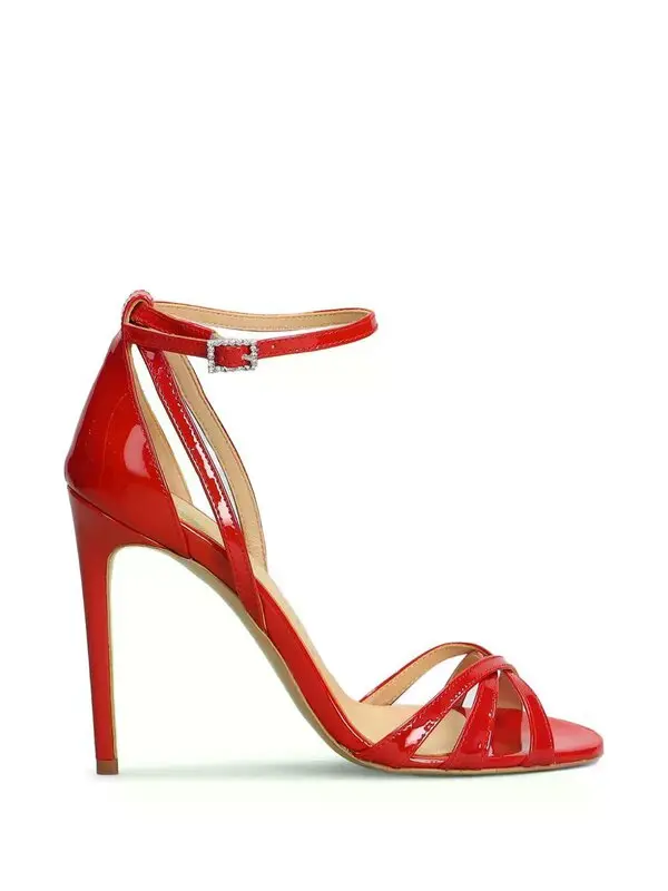 FRATELLI RUSSO Patent Leather Crossover Strap Stiletto Sandals - Red