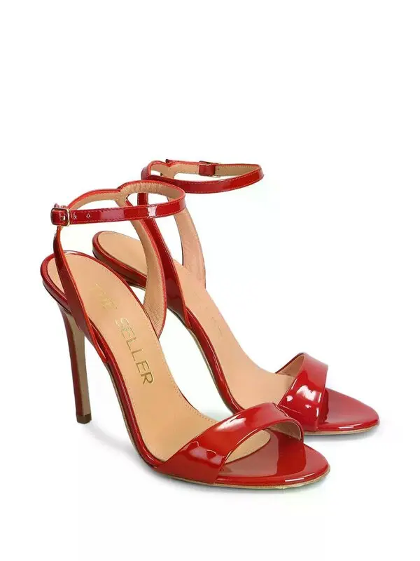 THE SELLER Patent Finish Ankle Strap Stiletto Sandals